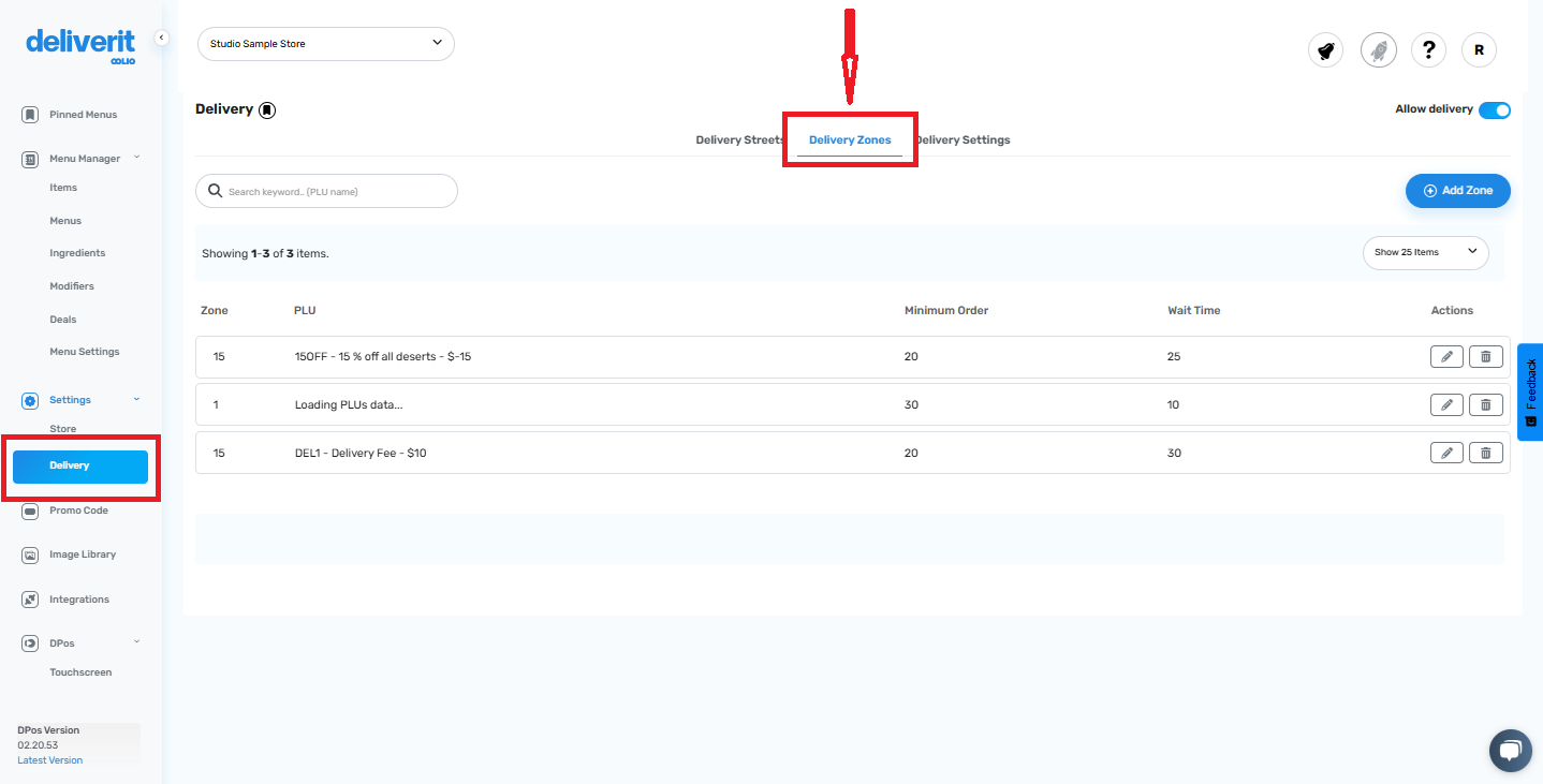 How to Update an Existing Delivery Zone