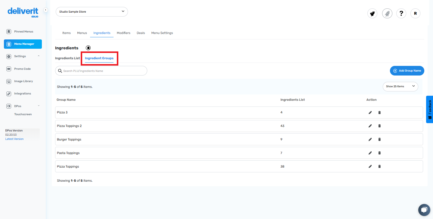 How to Create a New Ingredient Group in Deliverit Studio