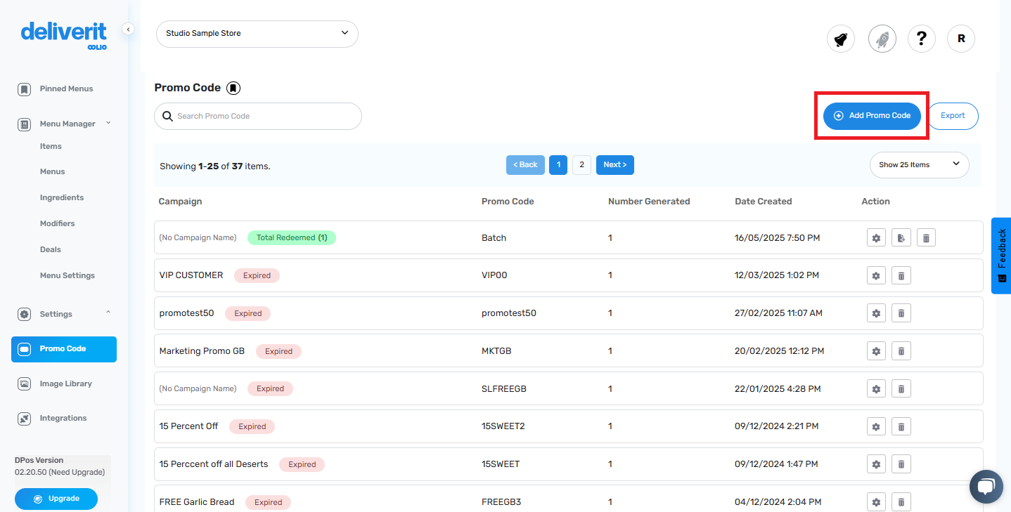 How to Set Up a Meal Deal / Combo Promocode in Deliverit Studio