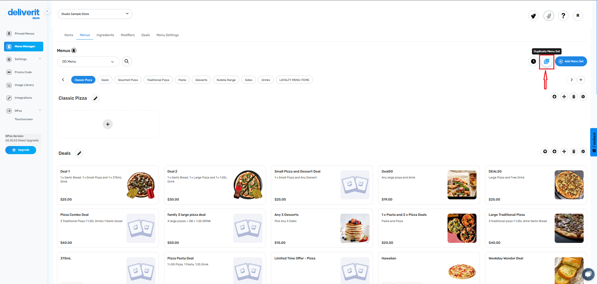 How to Duplicate a Menu Set on Deliverit Studio