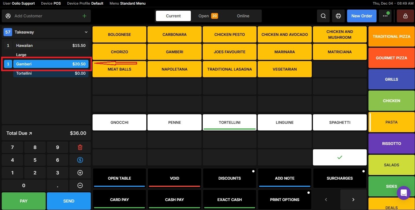 How to Increase the Order Item Quantity on Oolio Pos