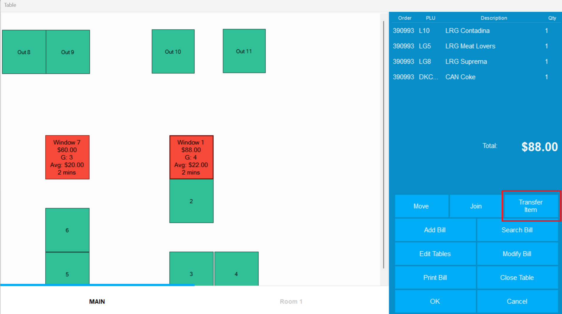 How to Move an Item from One Table to Another (Restaurant Module)
