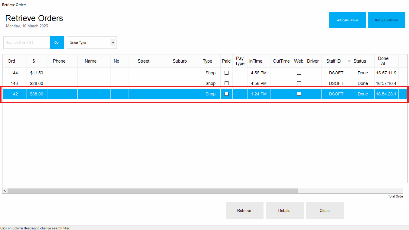How to Retrieve an Order on the Make Screen in DPos.