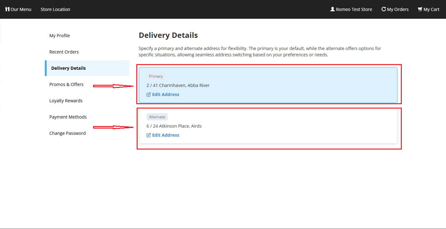 How to Update Delivery Details on My Account Page (Online Ordering)