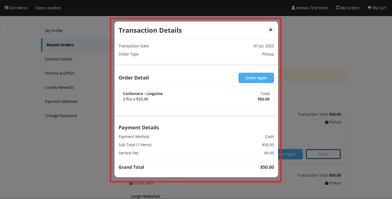 How to View Recent Orders on My Account Page (Online Ordering)