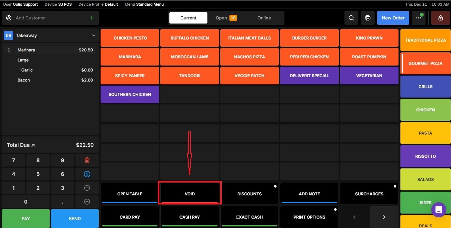 How to Void an Order on Oolio Pos