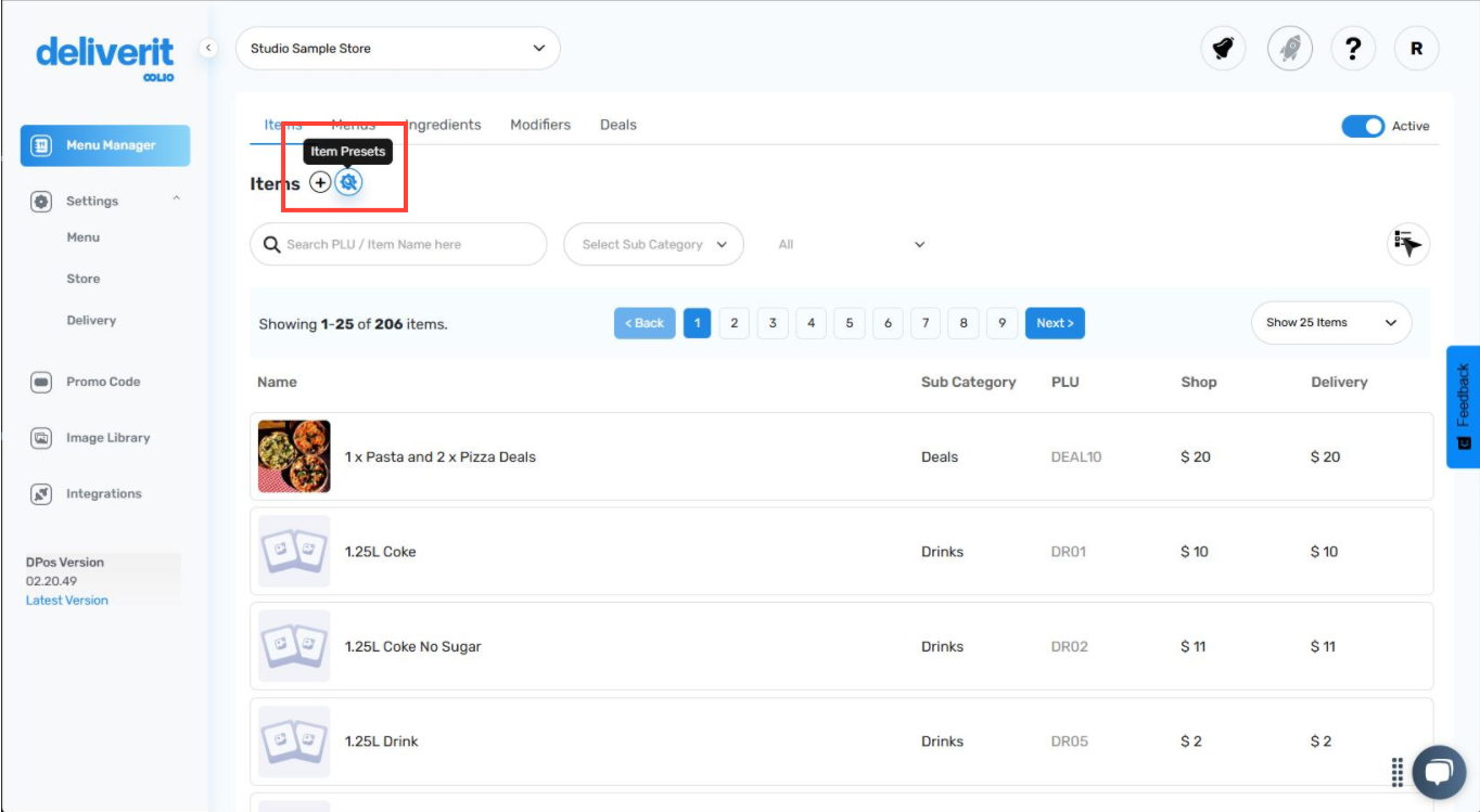 How to Set Up Item Presets in Deliverit Studio